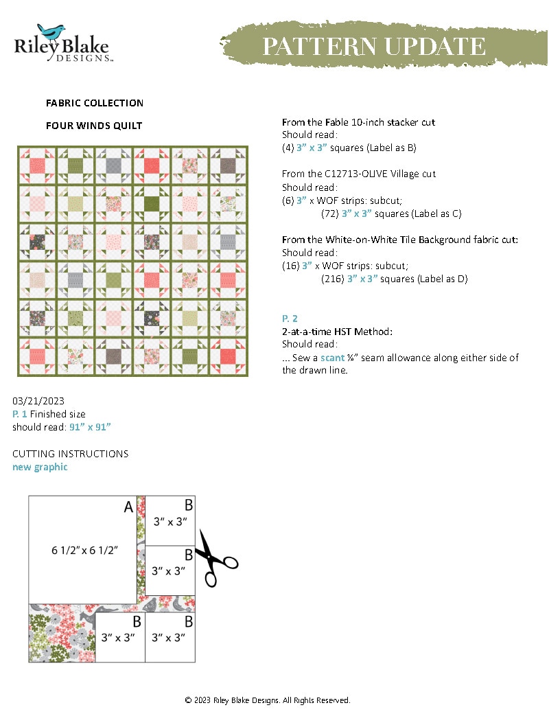 Pattern Updates | Riley Blake Designs